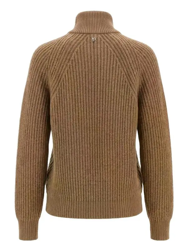 DONDUP Ribbed Knit Asymmetric Zip Cardigan - Brown