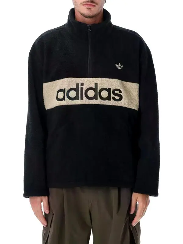 Adidas Fleece Quarter-zip Sweatshirt - Black