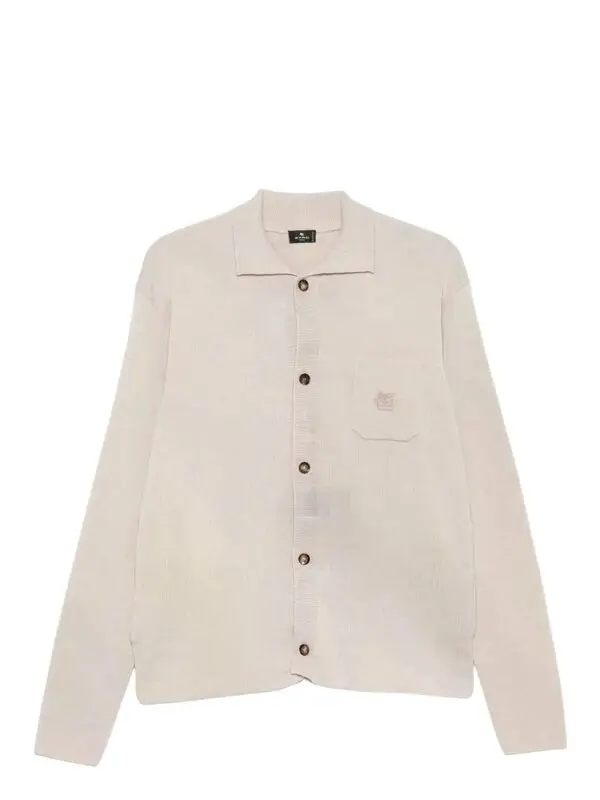 Etro Logo Embroidered Wool Button-up Cardigan - Neutrals