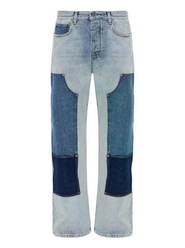 Off-White Patchwork Straight-leg Jeans - Blue