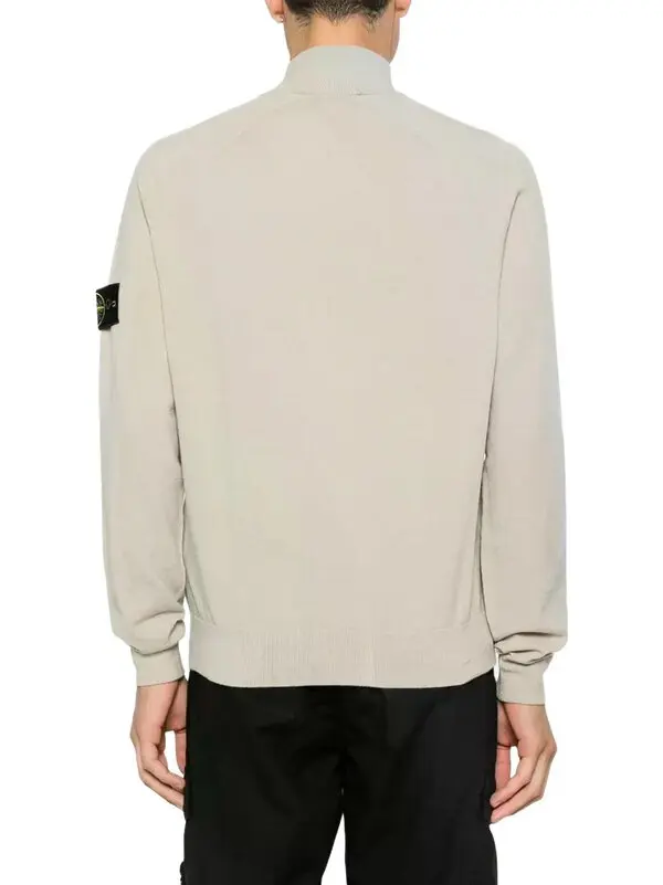 Stone Island Logo-patch Zip-neck Sweater - Neutrals