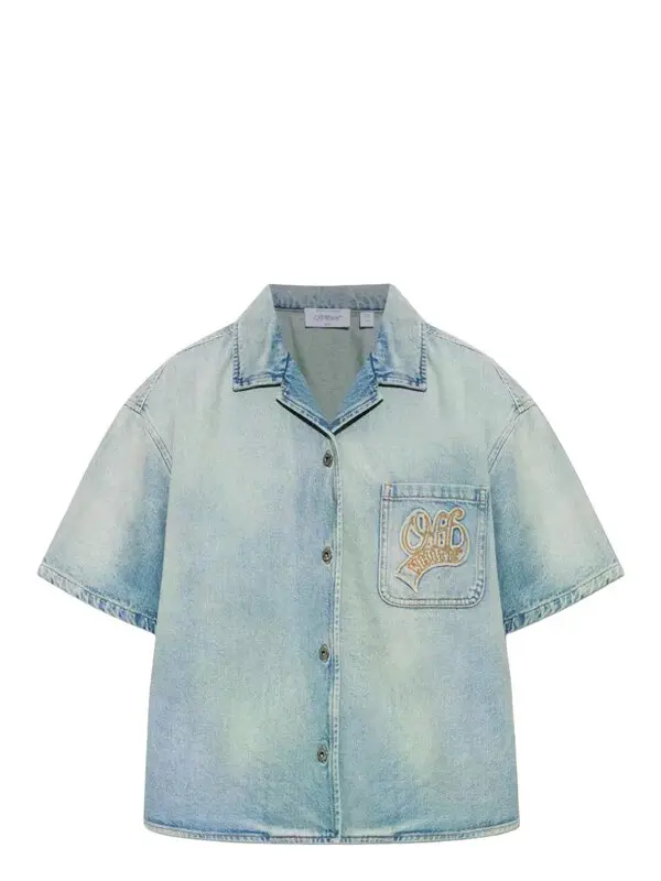 Off-White Logo Patch Short Sleeve Shirt - Blue