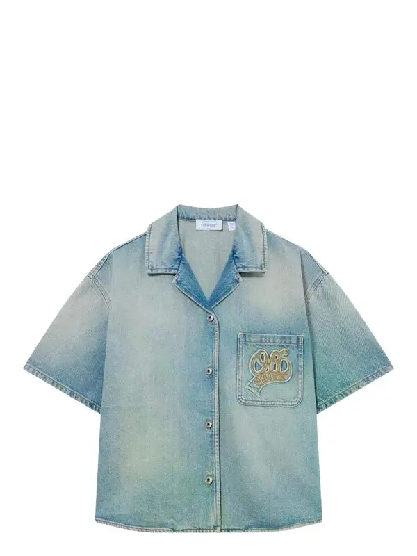 Off-White Logo Patch Short Sleeve Shirt - Blue