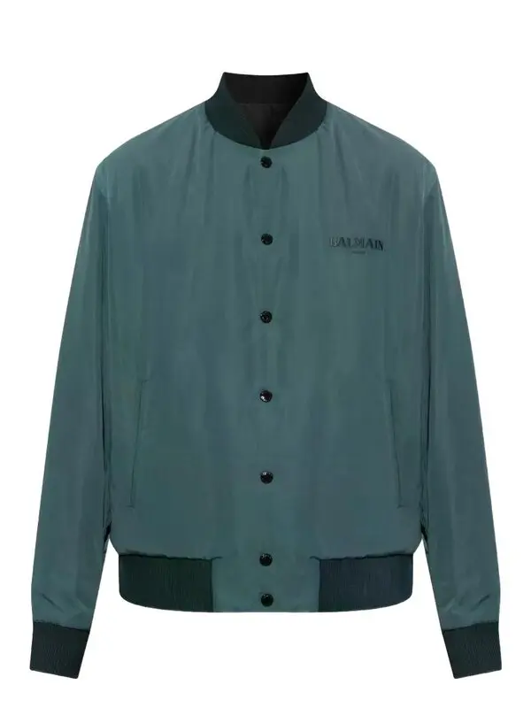 Balmain Logo-embroidered Reversible Bomber Jacket - Green