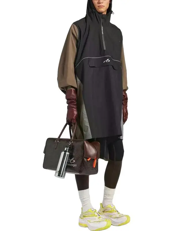 Balenciaga Logo-print Colour-block Hoodie - Black