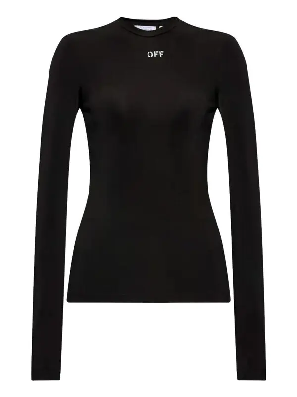 Off-White Logo Print Long Sleeve Top - Black