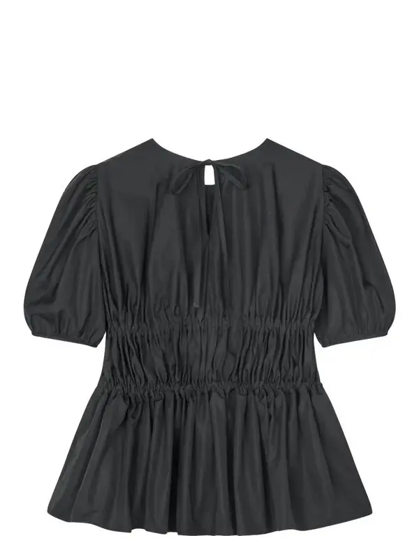 Cecilie Bahnsen Freya Blouse With Puff Sleeves And Drawstring Waist - Black