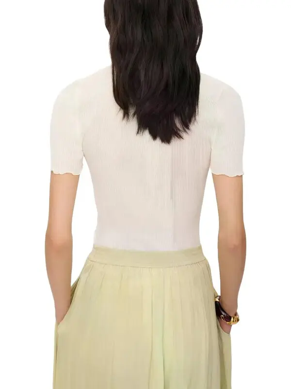 Chloé Lace-trim Ribbed Knit Top - Neutrals