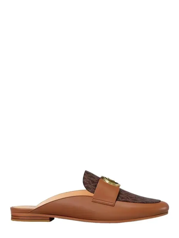 Michael Kors Mckenzie Leather Mules With Logo Plaque - Brown