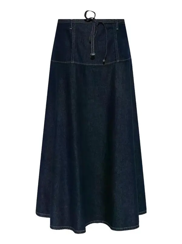 SAMSOE SAMSOE Drawstring Midi Skirt - Blue