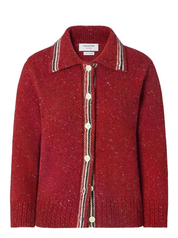 Thom Browne Hector Pointelle-knit Cardigan - Red