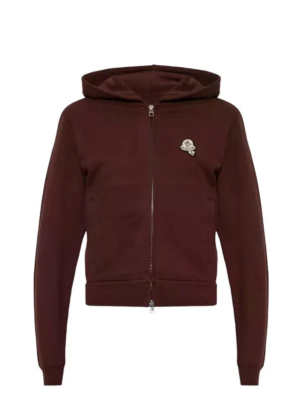 Moncler Logo-patch Zip-up Hoodie - Brown