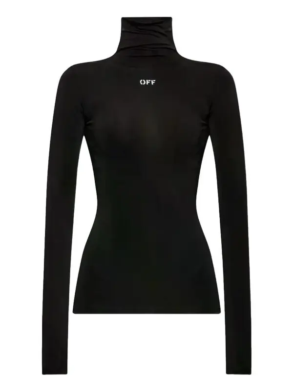Off-White Logo High Neck Long Sleeve Top - Black