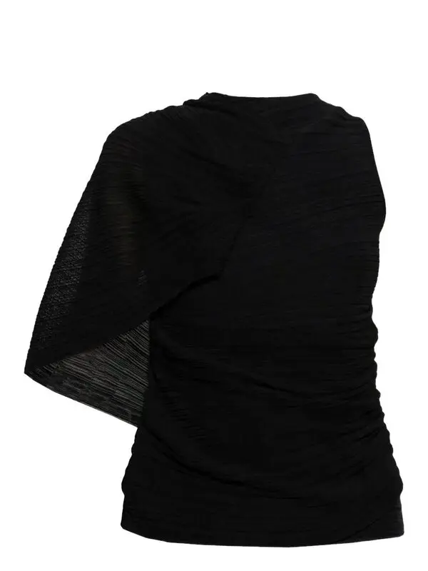Balmain Asymmetric Pleated One-shoulder Blouse - Black