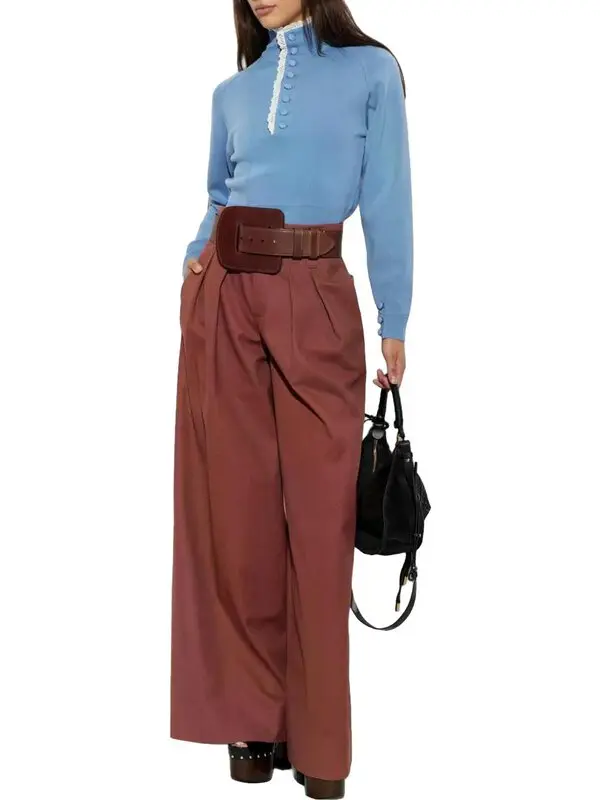 Chloé Pleated Wide-leg Trousers - Red