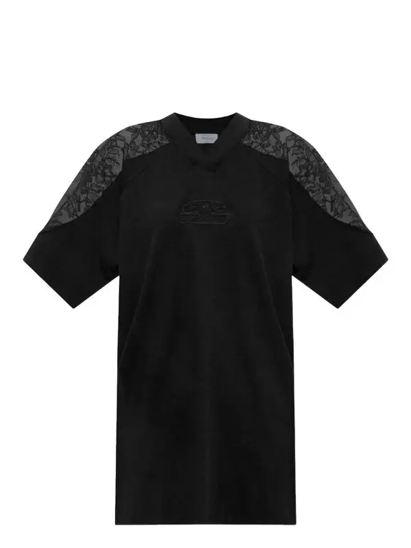 Off-White Floral-lace Panel T-shirt - Black