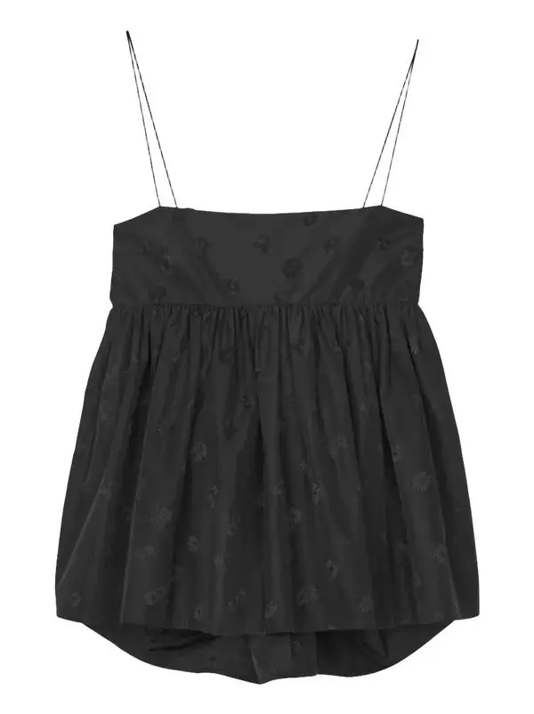 Cecilie Bahnsen Veronica Floral-jacquard Bow Sleeveless Blouse - Black