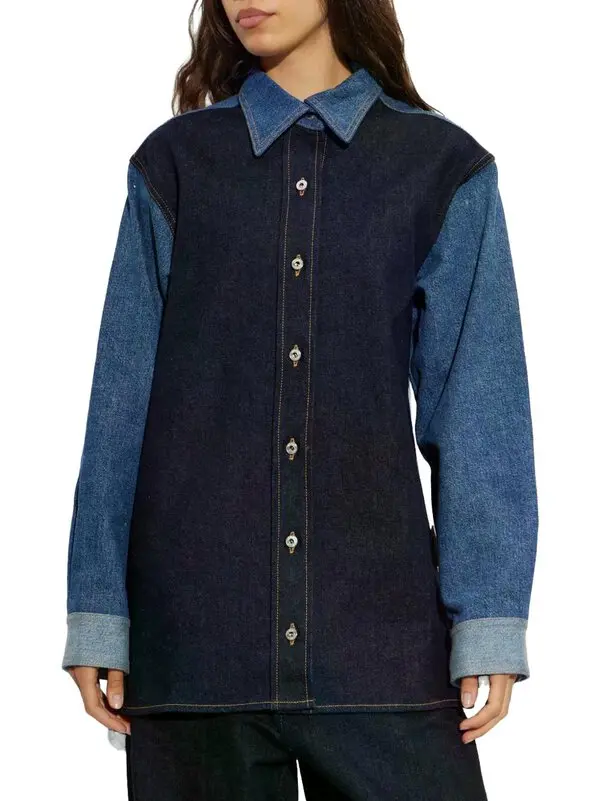 Off-White Arrows Print Denim Shirt - Blue