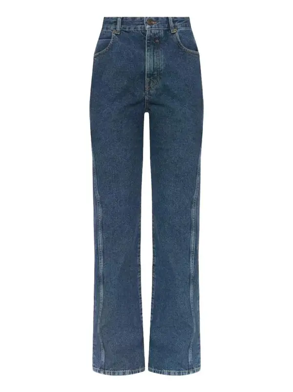 Balmain Logo Embroidered Straight-leg Jeans - Blue
