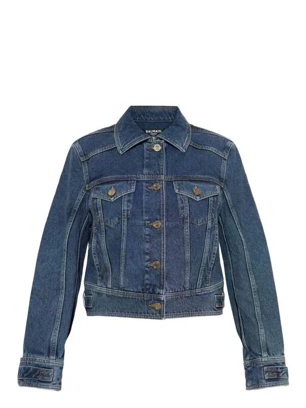 Balmain Logo-button Denim Jacket - Blue