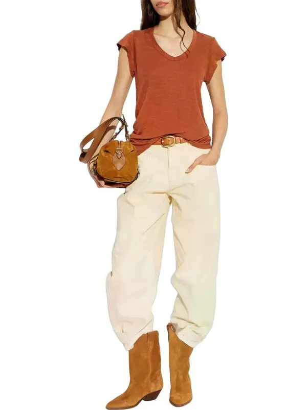 MARANT ETOILE Zankou V-neck T-shirt - Orange
