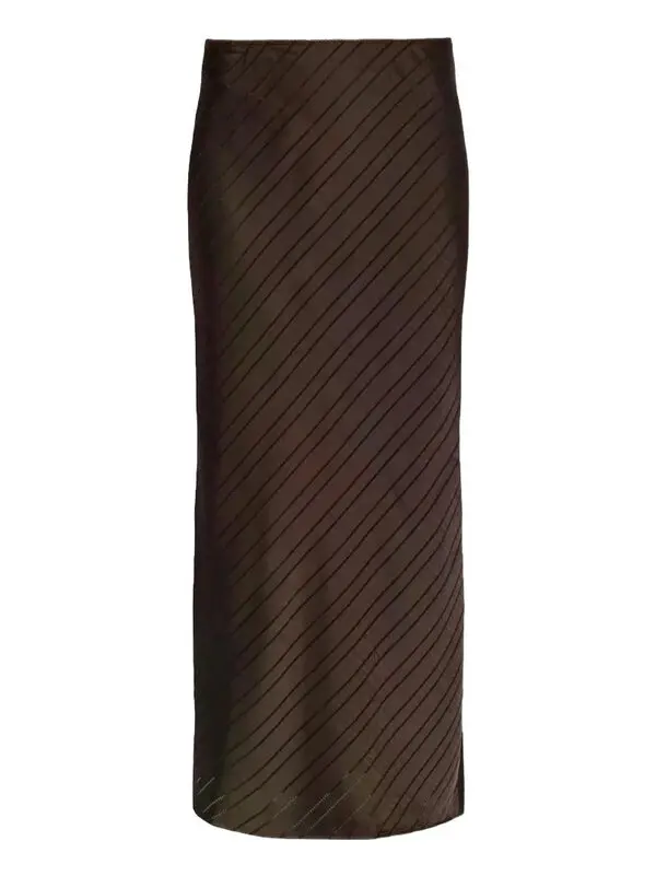 SAMSOE SAMSOE Saagneta Diagonal-stripe Maxi Skirt - Brown