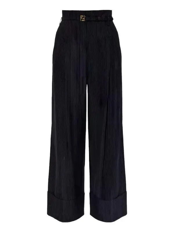 Fendi Pinstripe Pleated Trousers - Black