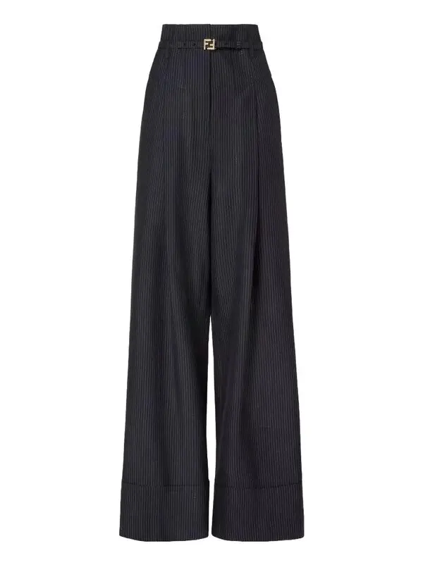 Fendi Pinstripe Pleated Trousers - Black