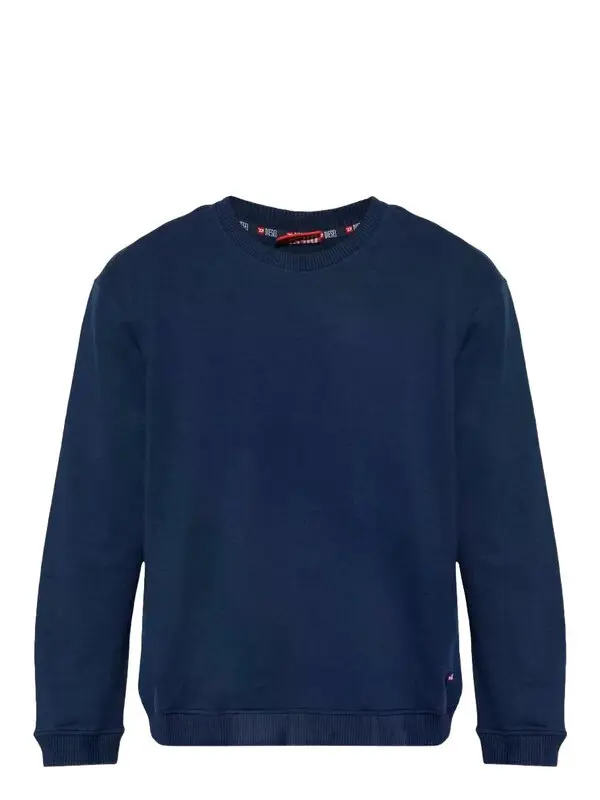 DIESEL® Ribbed Logo Patch Crewneck Sweater - Blue