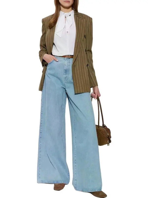 Max Mara Double-breasted Pinstripe Blazer - Green