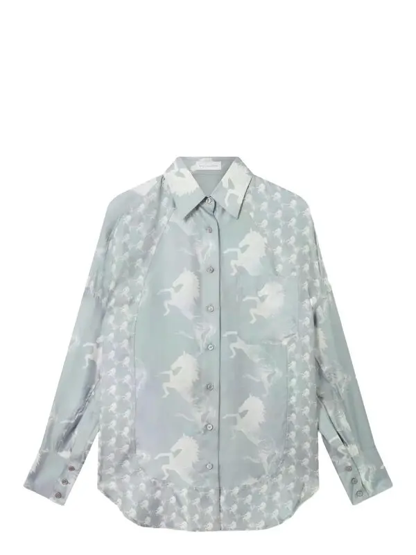 Stella McCartney Horse Print Silk Shirt - Blue