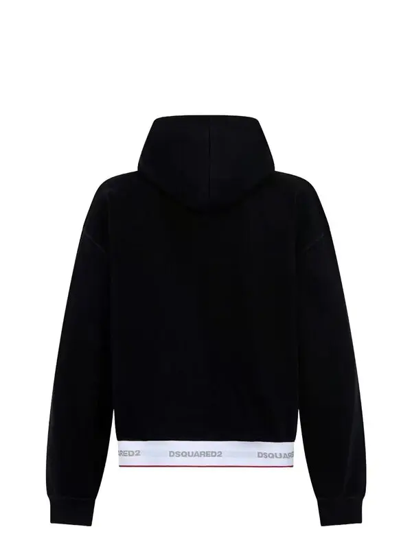 Dsquared2 Logo Tape Relaxed Fit Hoodie - Black