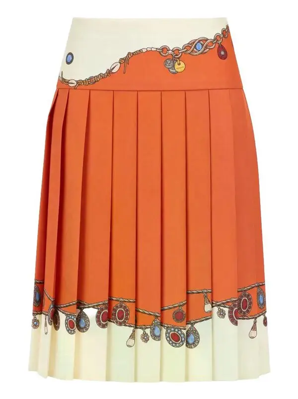Versace Stolen Jewels Silk Midi Skirt - Orange