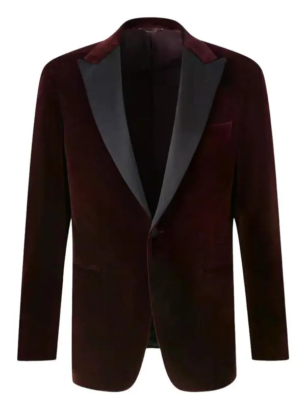 Canali Velvet Peak-lapel Singel-breasted Blazer - Red