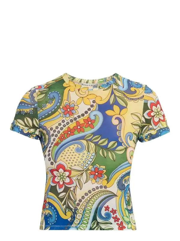 Alice + Olivia Tess Paisley-print T-shirt - Yellow