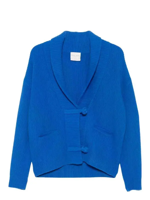 FORTE_FORTE Ribbed-knit Cardigan - Blue