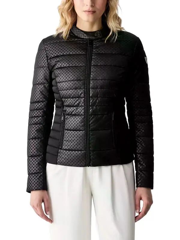 Guess Quilted Logo-patch Puffer Jacket - Black