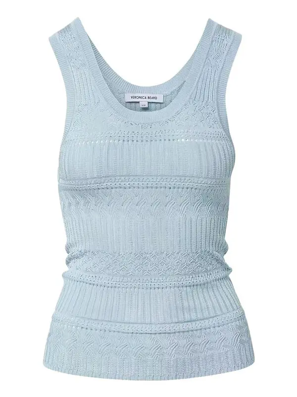 Veronica Beard Sandra Pointelle Knit Tank Top - Blue