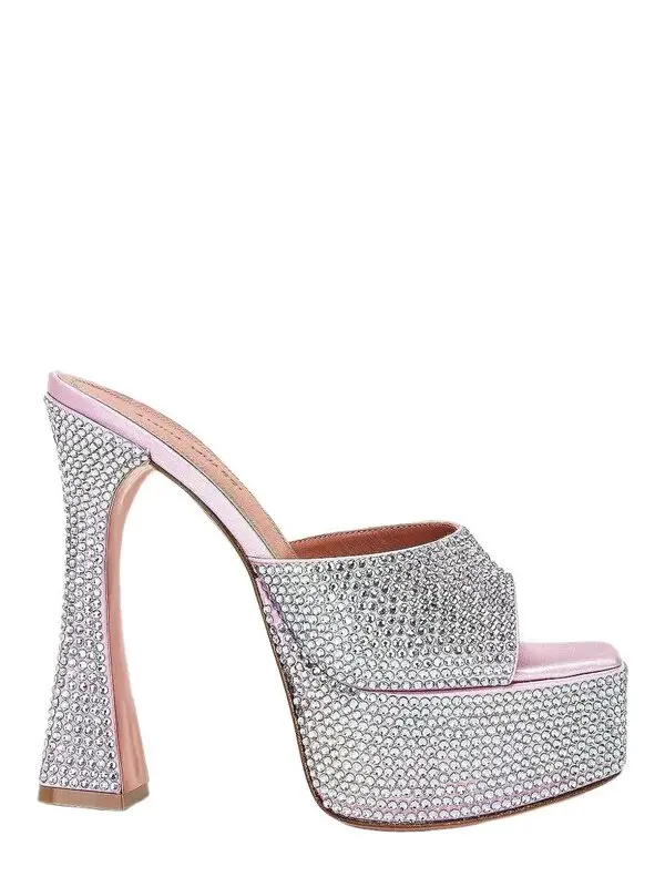 Amina Muaddi Dalida Embellished Platform High Heel Sandals - Pink