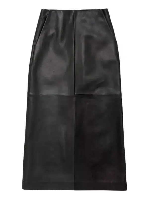 TAIGA TAKAHASHI Leather Midi Skirt - Black