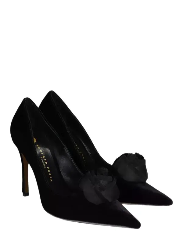 Roberto Festa Rose Detail Stiletto Pumps - Black