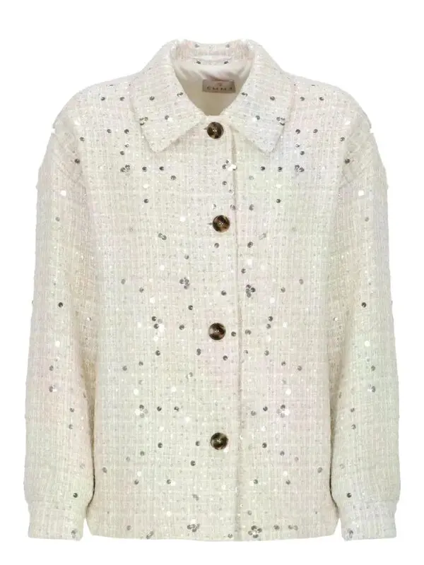 EMME Sequin Embellished Tweed Jacket - Neutrals