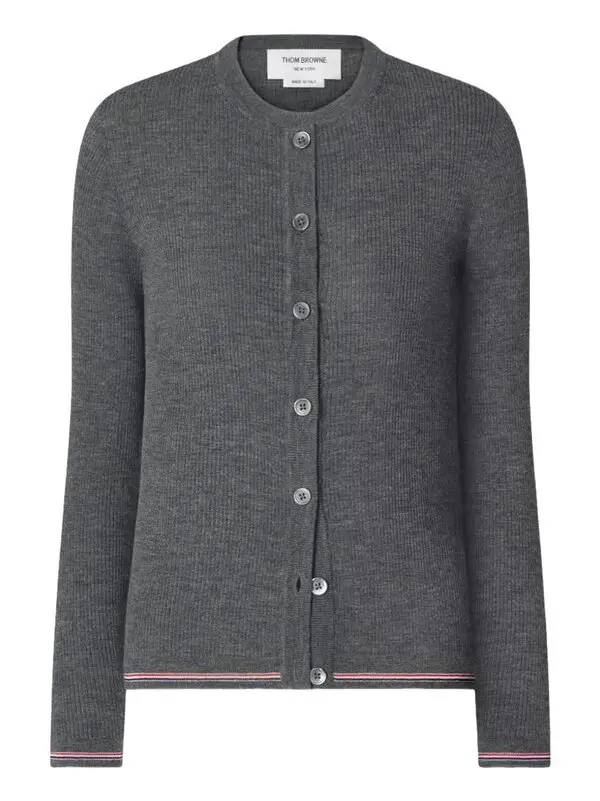 Thom Browne Rib-stitch Wool Cardigan - Grey