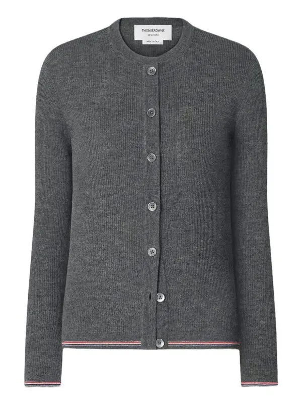 Thom Browne Rib-stitch Wool Cardigan - Grey