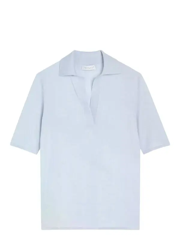Gabriela Hearst Fine-knit Polo-neck T-shirt - Blue