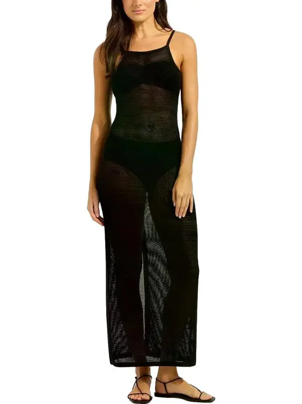Seafolly Crochet Knit Beach Maxi Dress - Black