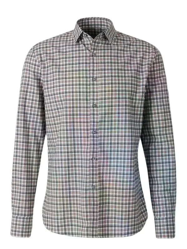 Canali Cotton Plaid Shirt - Neutrals