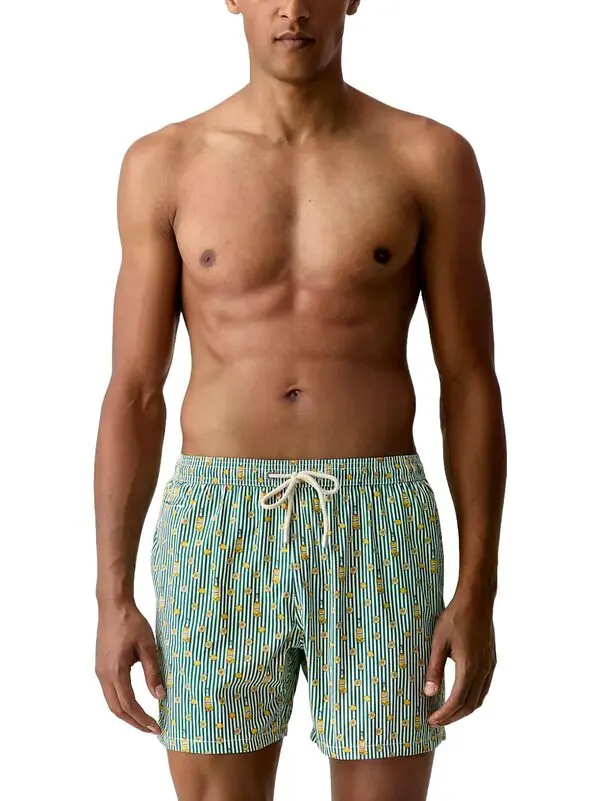 MC2 SAINT BARTH Striped Limoncello Print Swim Shorts - Green