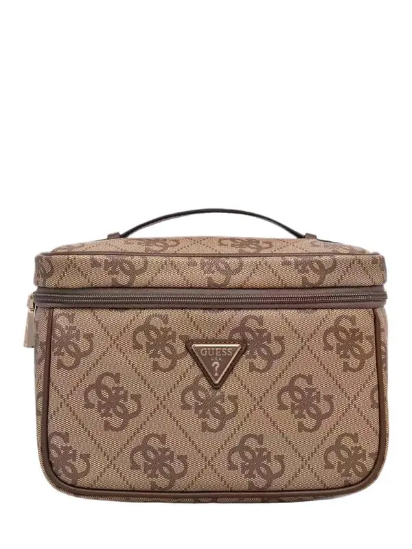 Guess 4g Logo-print Monogram Makeup Bag - Neutrals