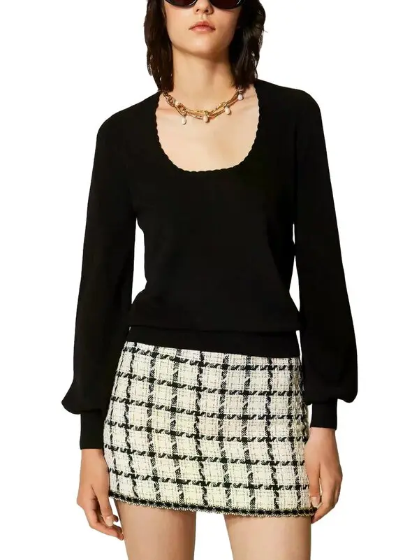 TWINSET Scalloped-edge Fine-knit Sweater - Blue
